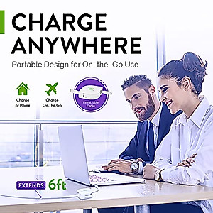 ReTrak USB C Cable, USB C to USB C 6ft Retractable Cable, 60W Power Delivery for MacBook, iPad Pro 2020, iPad Air 4, Dell, HP, Google Pixel 4a, and More