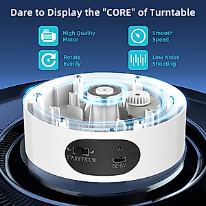 ROLWAY Rotating Display Stand, 360 Degree Automatic Motorized Rotating Turntable Display Stand for Photography Products, Display Turntable for Jewelry, Spinning Display Stand, White