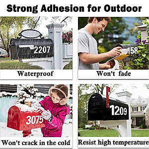 Mailbox Numbers, 5 Sets 4 Inch Mailbox Numbers for Outside, Modern Number Mailbox Stickers, Vinyl Reflective Mailbox Numbers, Strong Adhesive Numbers for Mailbox, Reflective Numbers for Mailbox with Sticky Tabs for Easy Backing Peeling