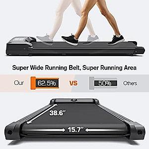 Walking Pad, Under Desk Treadmill, Treadmills for Home, DAEYEGIM Walking Running Machine Portable Desk Treadmill with Wheels & Installation Free with Remote for Home Office - Black