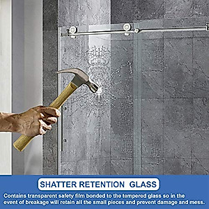 WOODBRIDGE Frameless Shower Doors 68-72" Width x 76" Height with 3/8"(10mm) Clear Tempered Glass