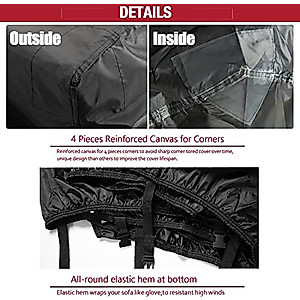 Waterproof Outdoor Patio V-Shaped Sectional Sofa Couch Covers,Heavy Duty Wicker Rattan Furniture Set Cover,UV-Resistant Durable Polyester Cloth,Air Vent,6 Windproof Strap,91L/91Lx34Dx31H Inch