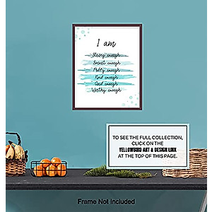 Positive Quotes Wall Decor - Positive Affirmations - Encouragement Gifts for Women, Teens, Girls - Inspirational Quotes - Motivational Wall Art - Inspiring Uplifting Sayings Wall Decor - Light Blue