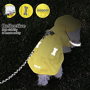 Waterproof Dog Raincoat, Adjustable Reflective Lightweight Pet Rain Clothes with Poncho Hood (Medium, Yellow)