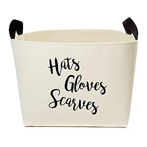 Hats Gloves Scarves Canvas Storage Basket, Winter Accessories Organizer