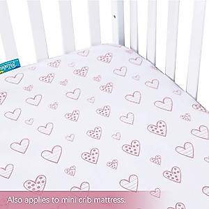 Pack n Play Playard Mattress Sheets 2 Pack, 100% Jersey Cotton Stretchy Portable Mini Crib Sheets or Playpen Sheets, Ultra Soft Breathable Pack n Play Mattress Cover for Baby