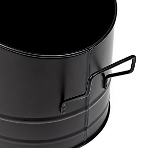 Mind Reader Ash Bucket, 6L (1.5 gal) Capacity, Wood Stove Fireplace Accessories, Metal, 9" L x 9" W x 10.5" H, Large, Black