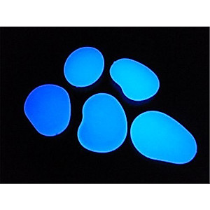 Opps 100 Pcs Glow in The Dark Garden Pebbles for Walkways and Decor in Blue