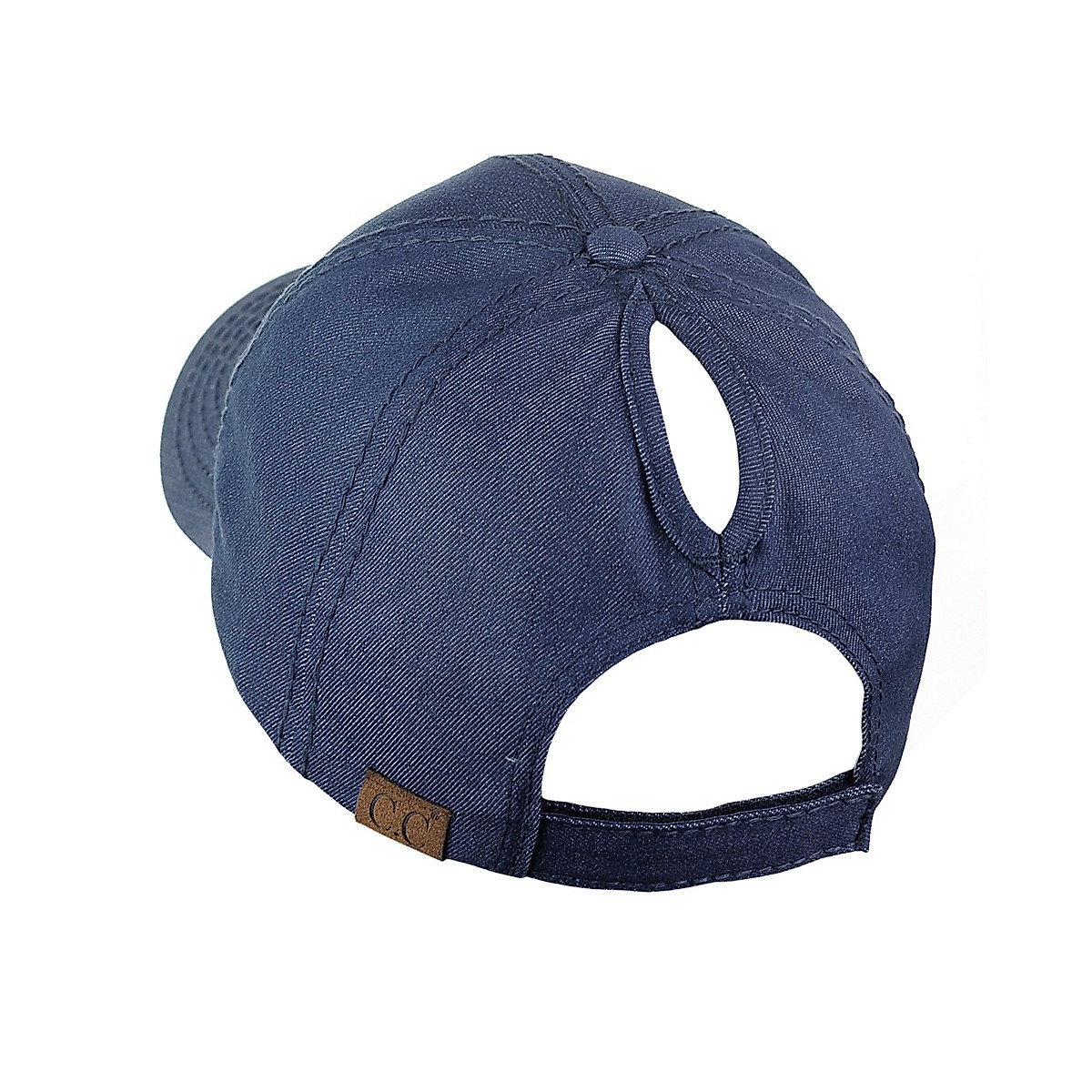 C.C Ponycap Messy High Bun Ponytail Adjustable Cotton Baseball Cap Hat, Denim
