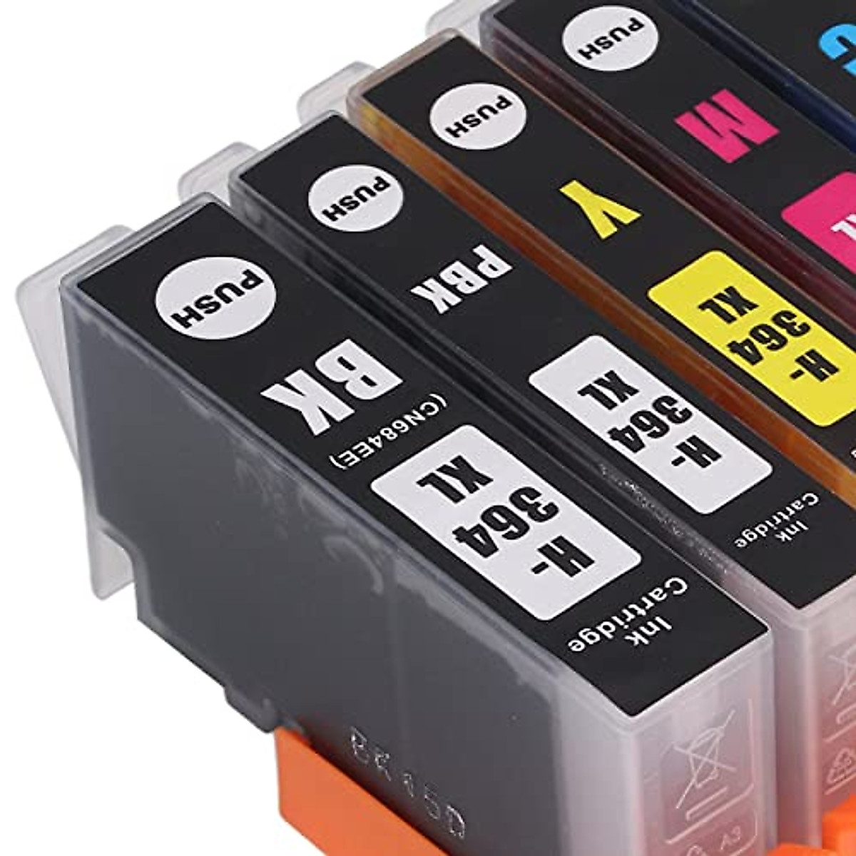 Hilitand Ink Cartridge Large Capacity Inkjet Cartridge Clear Fadeless Print Printer Cartridge for School, Office, Trading Firms (BK PBK C M Y 5 Colors)
