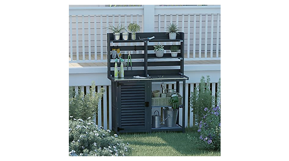 GDLF Large Potting Bench: Outdoor Garden Workstation with Storage