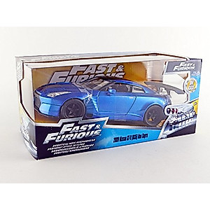 Jada Toys Fast & Furious 1:24 2009 Brian's Nissan GT-R R35 Ben Sopra Die-cast Car, Toys for Kids and Adults Blue