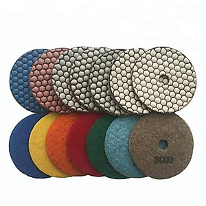 5" Diamond Wet Dry polishing pad 100 Pieces (Grit 50-400) for Stone Granite Marble Buffing Polish Work with Grinder Polisher