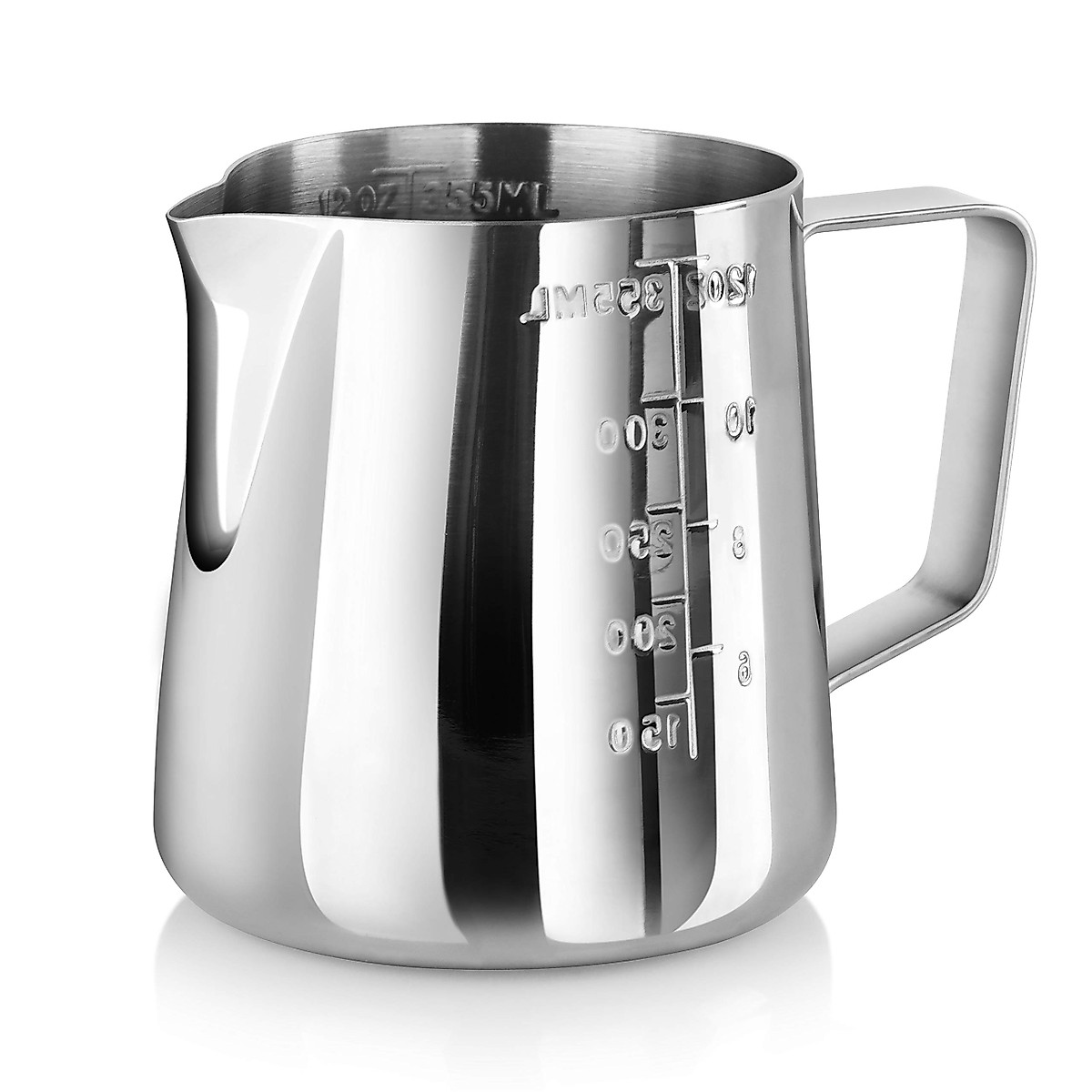 New Star Foodservice 28829 Commercial Grade Stainless Steel 18/8 12 oz Frothing Pitcher and Die Cast Aluminum Tamper Combo Set, Silver