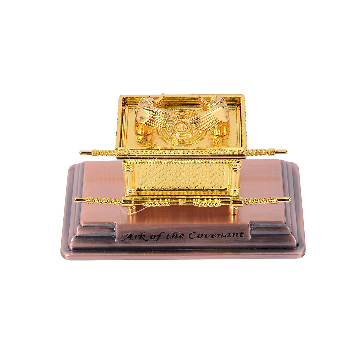 BRTAGG The Ark of The Covenant Replica Gold Plated Statue with Contents, Aaron‘s Rod/Manna/Ten Mandments Stone (Small)