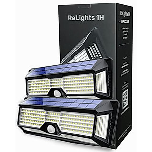 LazyPro Solar Lights Outdoor Super-Bright 298 LEDs 2500lm - LED Solar Motion Sensor Lights Outdoor - for Wall, Post, Pathway Garden up to 1600 sq ft - Solar Battery Powered 4400 mAh