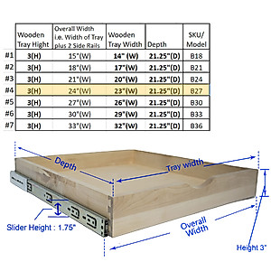 CabinetRTA DIY Slide Out Cabinet Shelf Pull-Out Wood Drawer Storage (W)24 x (D)21, Soft-Close Slide