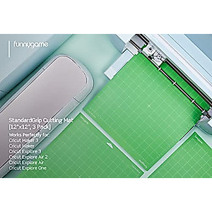 Funnygame Standard Grip Cutting Mat 12x12, Green Sticky Mat 3 Pack for Cricut Maker 3/Maker/Explore 3/Air 2/Air/One, Suit for HTV/Cardstock/Paper/Adhesive Vinyl and other Accessories