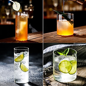 BILIHOM 12-Piece Drinking Glasses, Includes 6 Thin Highball Glasses (17oz) 6 Glass Cups (13oz),Clear Glass Tumbler For Water, Juice, Beer, Drinks, and Cocktails and Mixed Drinks