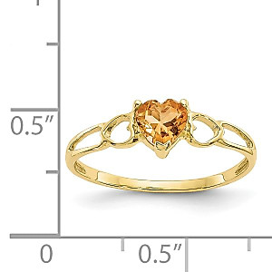 IceCarats 10K Yellow Gold Orange Citrine Heart Love Ring Gemstone Band November Birthstone Jewelry Size 7