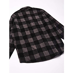 Wrangler Authentics Men's Long Sleeve Heavyweight Fleece Shirt Gray Buffalo Plaid Medium