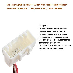 RED WOLF Radio Stereo Wire Harness w/Steering Wheel Control Switch Wiring Harness Replacement for Toyota 2003-2011, Scion/RAV4,Lexus Vehicles