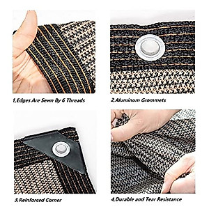 Abrotain Shade Sail Sun Shade Cloth Fabric 9'9"x13' Brown Outdoor Privacy Screen Patio Shades Canopy Pergola Cover Awning UV Block for Pergola Patio Backyard Lawn Garden Yard Deck