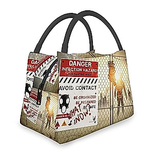 Fubido Zombie Halloween Theme, Lunch Bag for Women Men,Dead Man Walking in Danger Scary Scene,Insulated Lunch Box,Reusable Lunch Tote Bag for Meal Prep,Work,Travel,Red Sepia