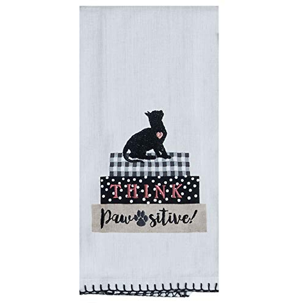 18TH STREET GIFTS Cat Kitchen Towels, Set of 3 Embroidered Dish Towels and Dishwasher Magnet - Cat Kitchen Accessories
