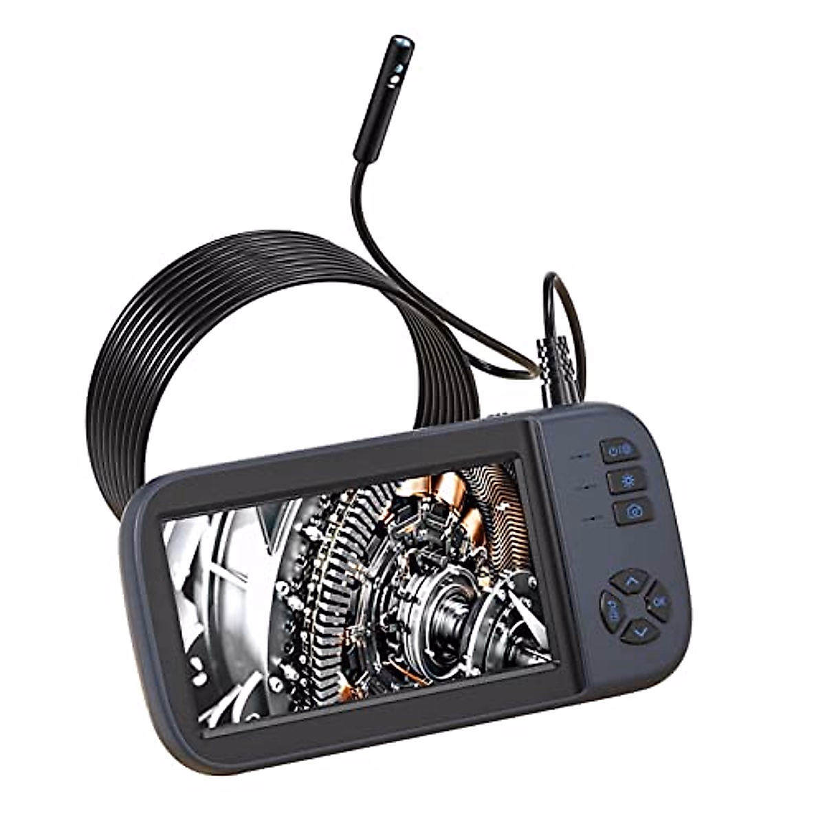 BAIYITONGDA Endoscopio Industrial de Doble lente de alta definición en la Mano, Cámara de endoscopio de tubería de 8 mm con pantalla de 4,5 pulgadas, endoscopio de inspección del Motor,5m