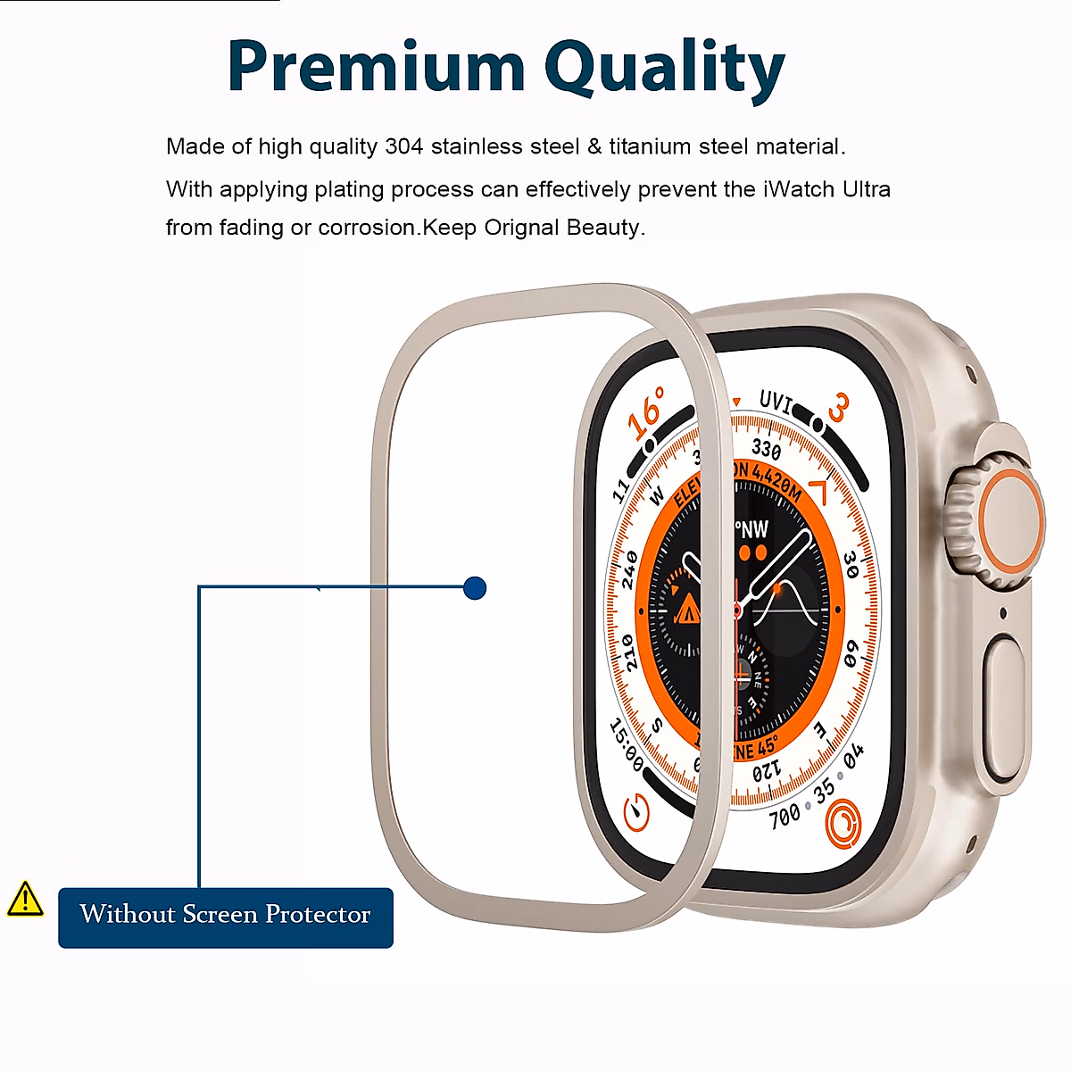 Compatible for Apple Watch Ultra Case 49MM [Enjoy Original], Ultra-Thin Stainless Steel Frame Water-Proof Bezel Case Designed for iWatch Ultra 49MM [Without Screen Protector]