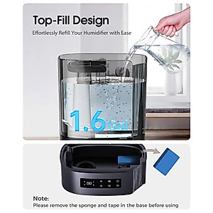 Humidifiers for Bedroom, 6L Top Fill Cool Mist Humidifiers for Large Room for Plants,TABYIK Air humidifier with Humidistat and Timer, with Essential Oil Diffuser Quiet for Home Black