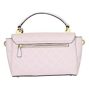 GUESS womens Zanelle Top Handle Flap, White Logo, one size US