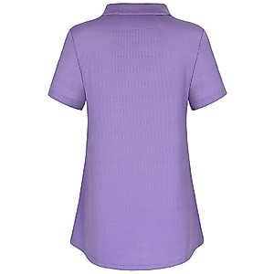 MISS FORTUNE Women Excersice Tops, Tennis Polo Shirts V-Necks Golf Top for Short Sleeves, Purple 3XL