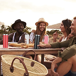 HASLE OUTFITTERS 20 oz Skinny Tumblers Bulk Set, Stainless Steel Insulated Slim Tumblers with Lids, Reusable Double Wall Travel Coffee Mugs, Durable Powder Coated Travel Water Cups(Black, 8)