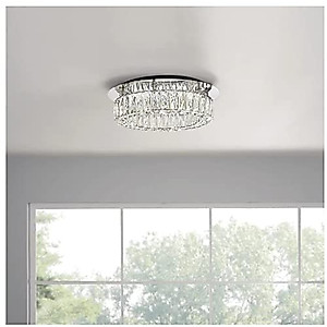 Keighley Crystal 100-Watt Polished Chrome Integrated LED Flush Mount