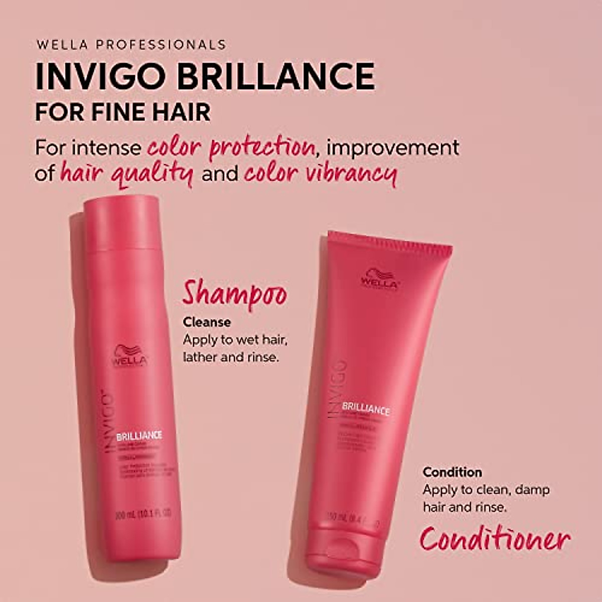 Wella Professionals Invigo Brilliance Shampoo & Conditioner Set, Color Protection & Color Vibrancy for Fine/Normal Hair