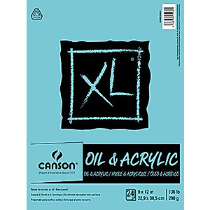 Canson XL Series Oil and Acrylic Paper, Foldover Pad, 9x12 inches, 24 Sheets (136lb/290g) - Artist Paper for Adults and Students