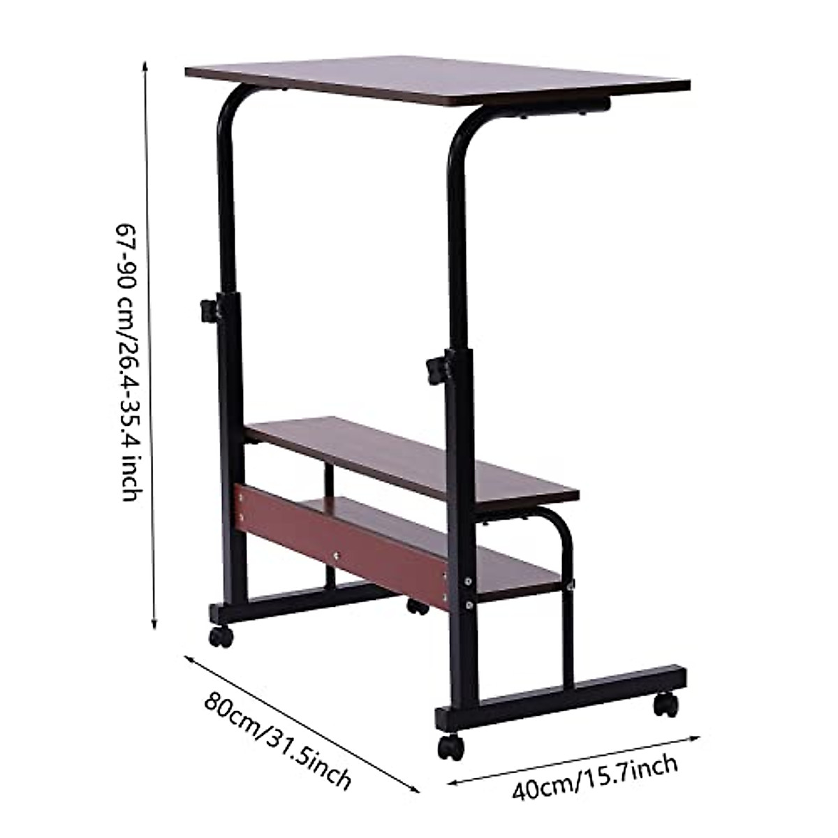 HOOMTLSY Mobile Laptop Desk (15.74''x31.49) Adjustable Standing Desk Portable Laptop Computer Desk with Wheels Rolling Desk Sofa Bed Side Table Couch Computer Desk for Home Office Classroom