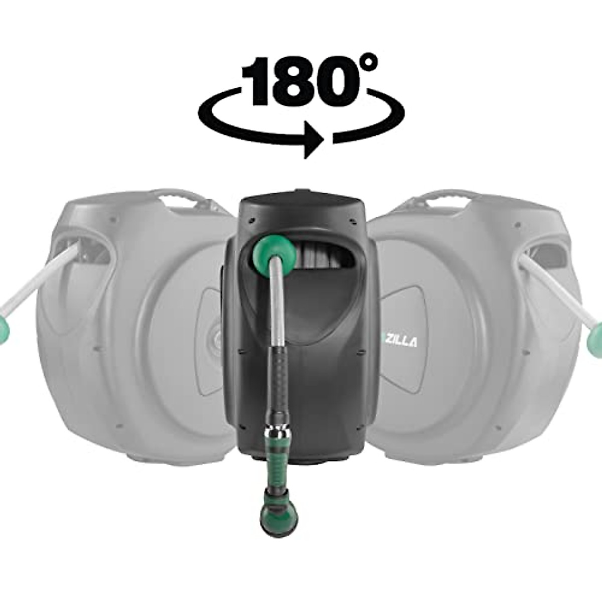 AQUAZILLA Retractable Garden Hose Reel 65FT +6FT 5/8", Durable Wall Mounted Water Hose Reel- Smooth Automatic Rewind, Lock Hose in Any Lenght, 180¡ã Swival Bracket, 9 Pattern Sprayer.