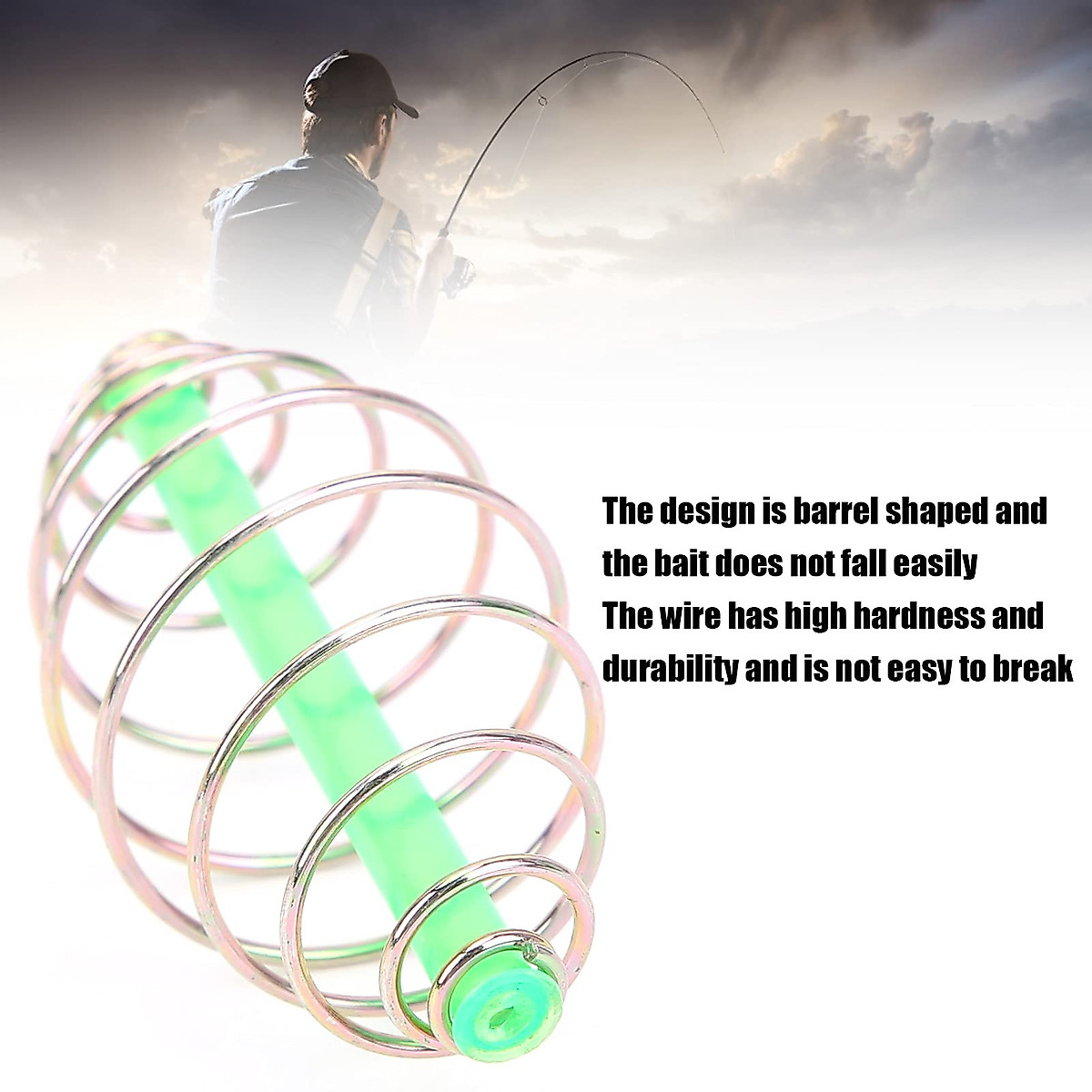 SPYMINNPOO Carp Fishing Feeder,10PC Spring Coil Inline Method Feeder Coil Inline Metal Bait Thrower Feeder Fishing Tackle Fishing Feeder Basket Fishing Accessories Tackle(M)