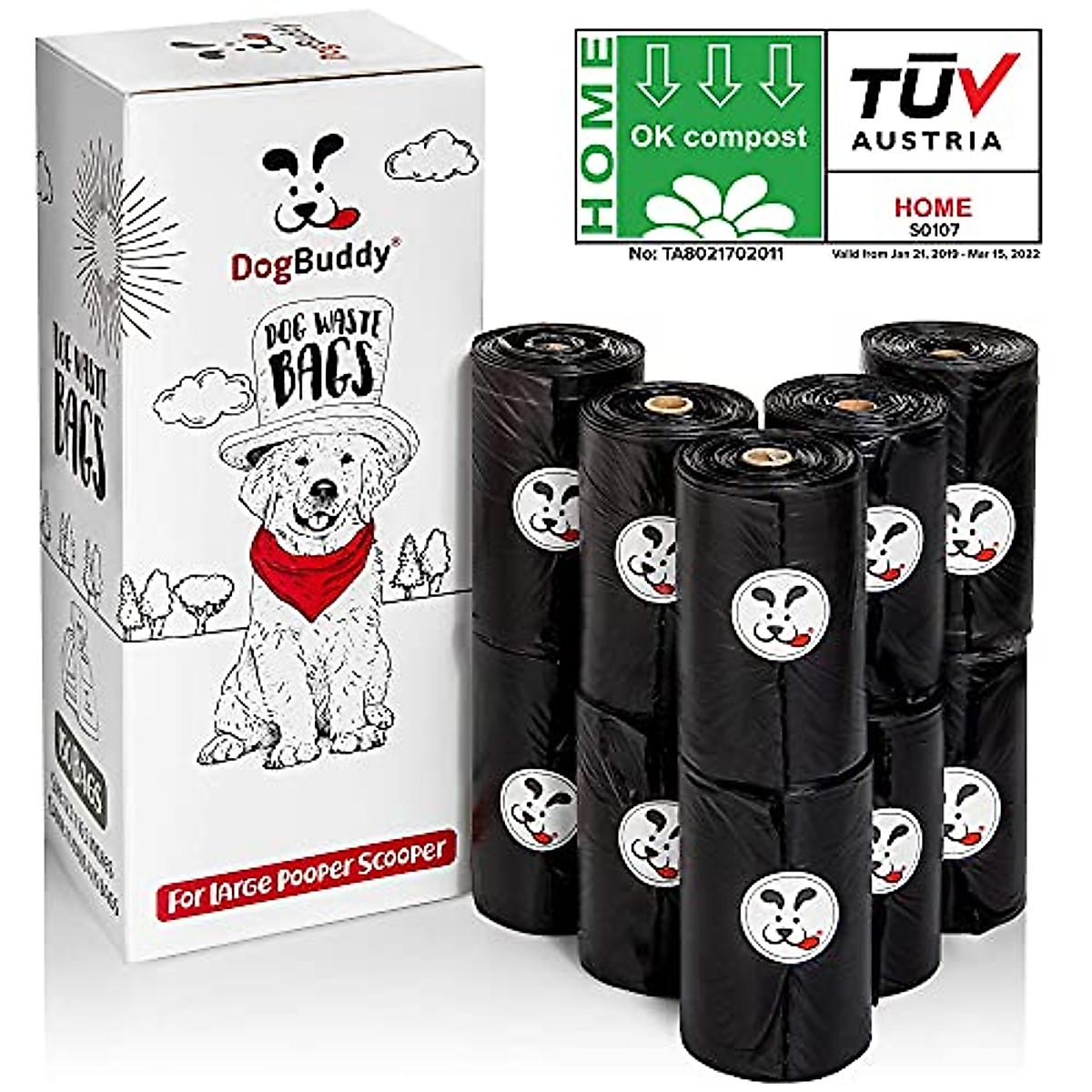 DogBuddy Dog Waste Bags, Dog Poop Bags, Jumbo Size, Extra Large, Extra Thick and Extra Strong, 150 Bags, Refill Bags For Large Pooper Scooper