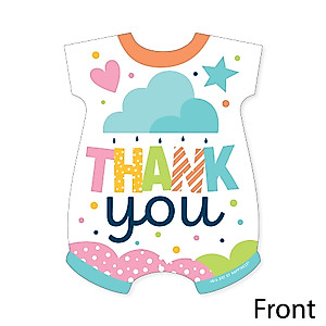 Big Dot of Happiness Colorful Baby Shower - Shaped Thank You Cards - Gender Neutral Party Thank You Note Cards with Envelopes - Set of 12