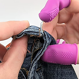 FLEX THIMBLE Finger Protectors [9-Pack] | Purple | 3X-Thick Tip THIK-FLEX (3) (Medium) | Standard FLEX Finger Protector Small (3) & Large (3) + Non-stick Silicone Baking Mat (1) | Designed for Women