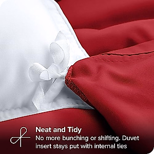 Bare Home Duvet Cover Queen Size - Premium 1800 Super Soft Duvet Covers Collection - Lightweight, Cooling Duvet Cover - Soft Textured Bedding Duvet Cover (Queen, Red)