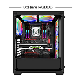 upHere 120mm RGB LED White PC Cooling Fan Ultra Quiet High Airflow for PC Cases,Computer Cooling,5 Pack,RGB06-5