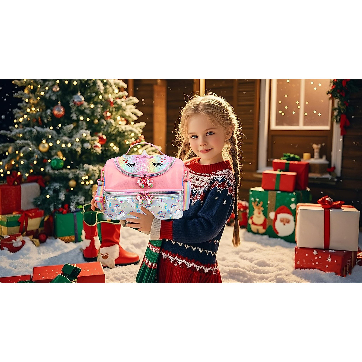 RHCPFOVR Kids Lunch Bag - Double - Decker Cooler Insulated Lunch Box for Boys Girls,Washable Lunch Bag with Strap and Reusable Toddler Lunchbox for School and Daycare