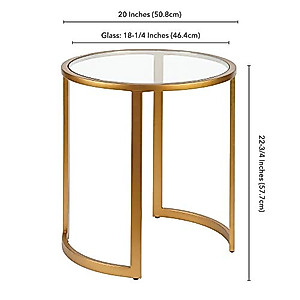 Mitera 20'' Wide Round Side Table in Brass