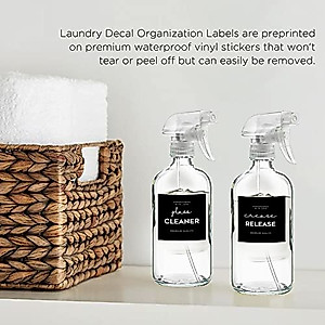 Minimalist Laundry Room Labels Set, v2croft 36 Black Matte Stickers on Clear Canisters, Home Organization Stickers for Cabinet & Drawer, Laundry Room, linens & Cleaning Supplies(Water Resistant) …