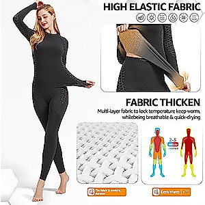 UNIQUEBELLA Womens Thermal Underwear, Thermal Base Layers Women - Ski Wear Ladies Compression Athletic Long Johns Skins Set